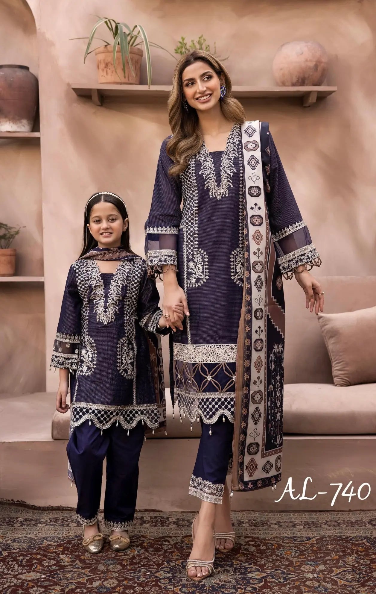 ALLY’s Mummy & Me | Embroidered Masoori Mother & Daughter Ready To ...
