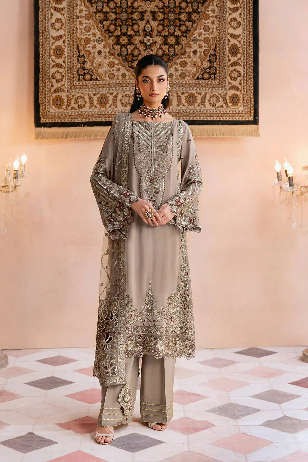 RAMSHA ‘Shehnai’ | Embroidered Raw Silk Readymade | SS-103 - HIRA ...