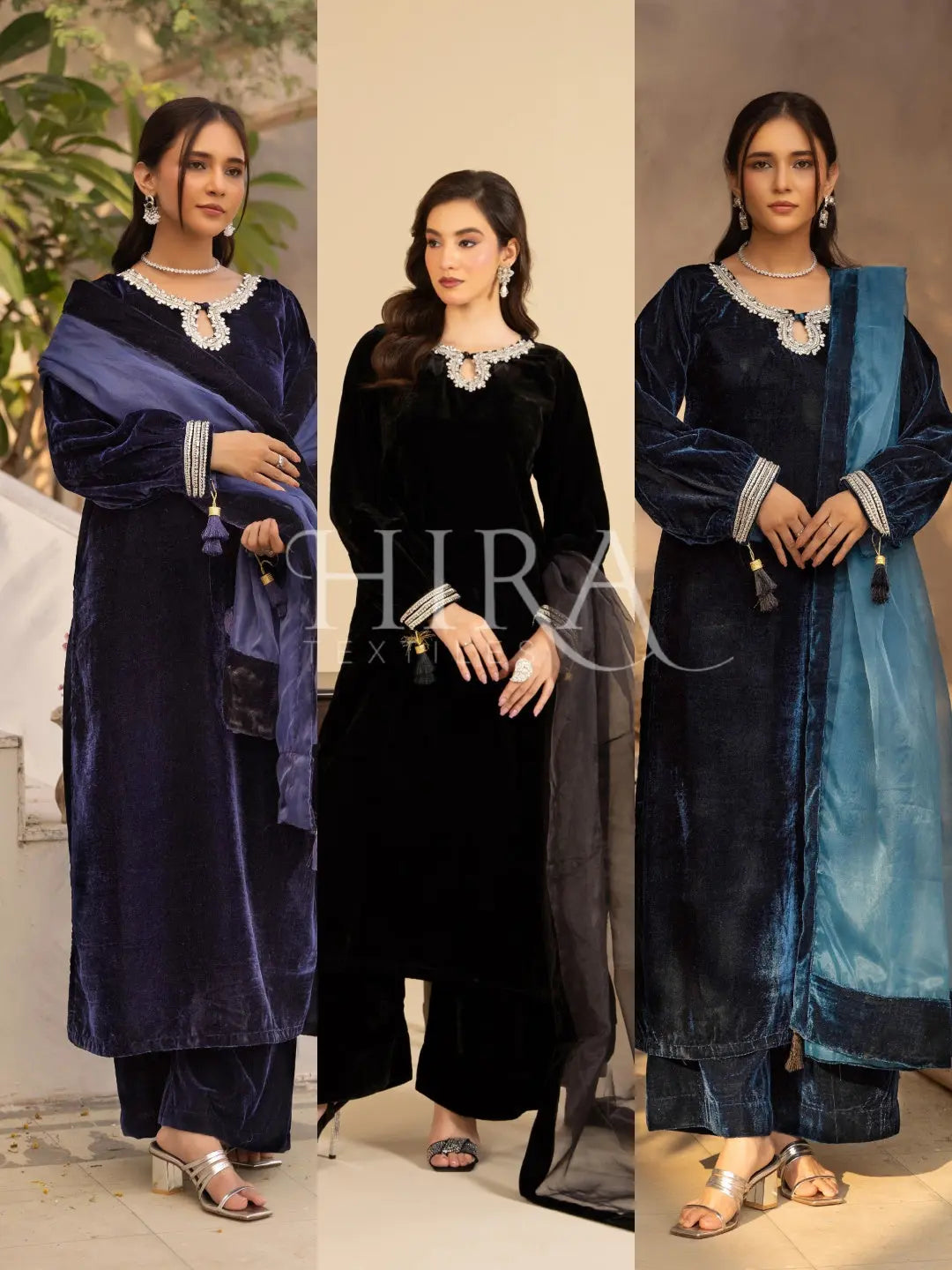 SIMRANS 'Dua' | Embroidered Handwork Velvet 3pc Pakistani Readymade ...