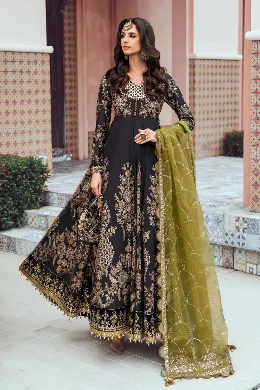 SIMRANS ‘Mb Inspired’ Embroidered Linen Mother & Daughter Readymade ...