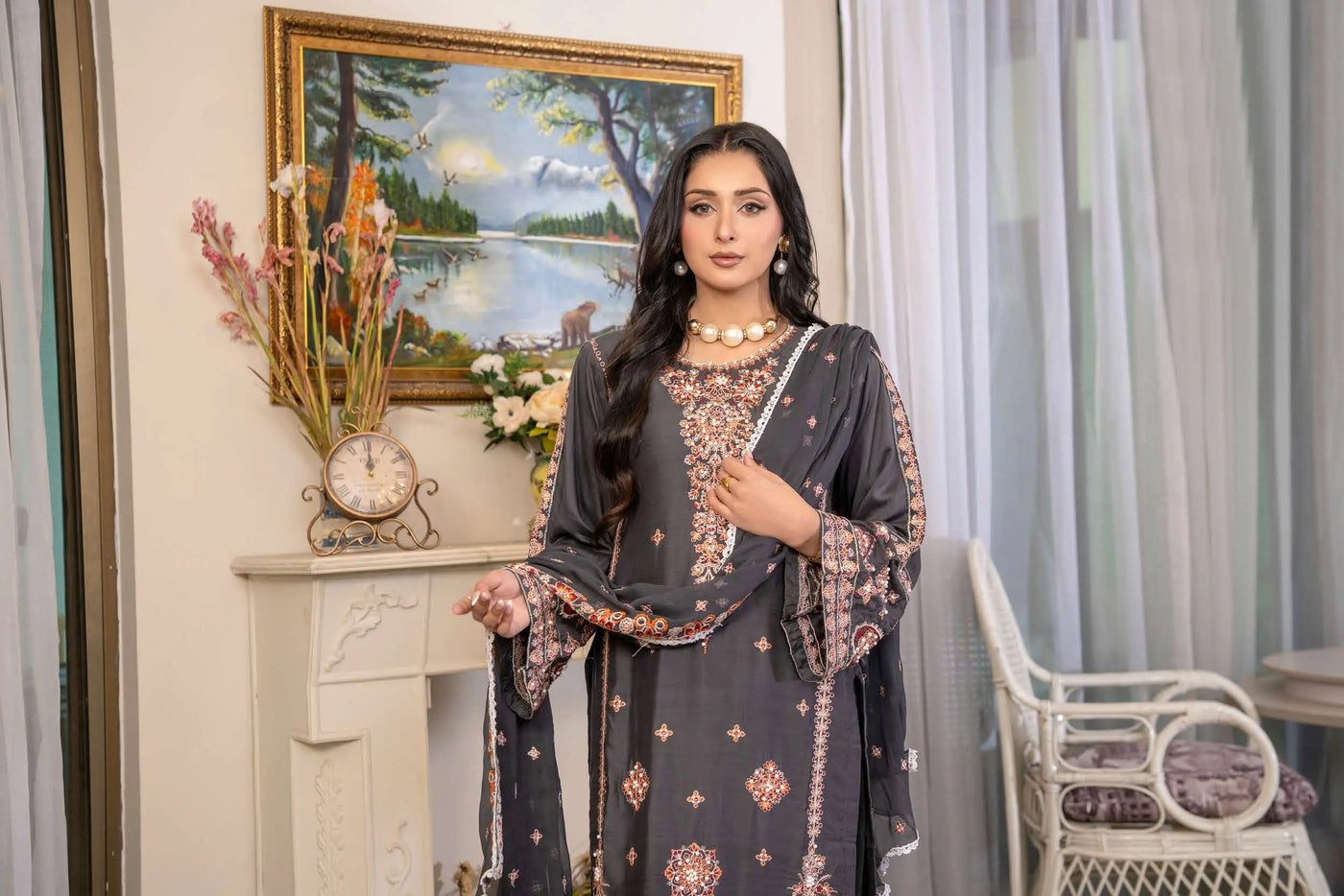 Threads Hussain Rehar Inspired | Embroidered Viscose Mother & Daughter ...