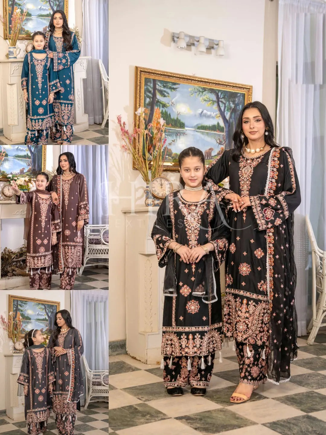 Threads Hussain Rehar Inspired | Embroidered Viscose Mother & Daughter ...